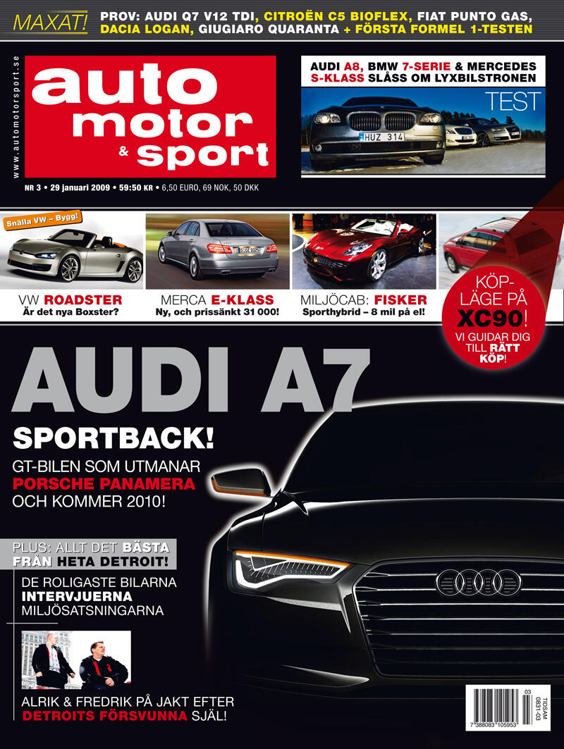 Nr 3/2009: Nya Audi A7, Detroit och lyxbilstest
